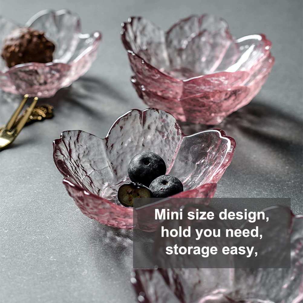 Bettli Glass Bowls Set Cute Sakura Shaped Dish for Snack ice cream Soy Sauce Pack of 8 Pink