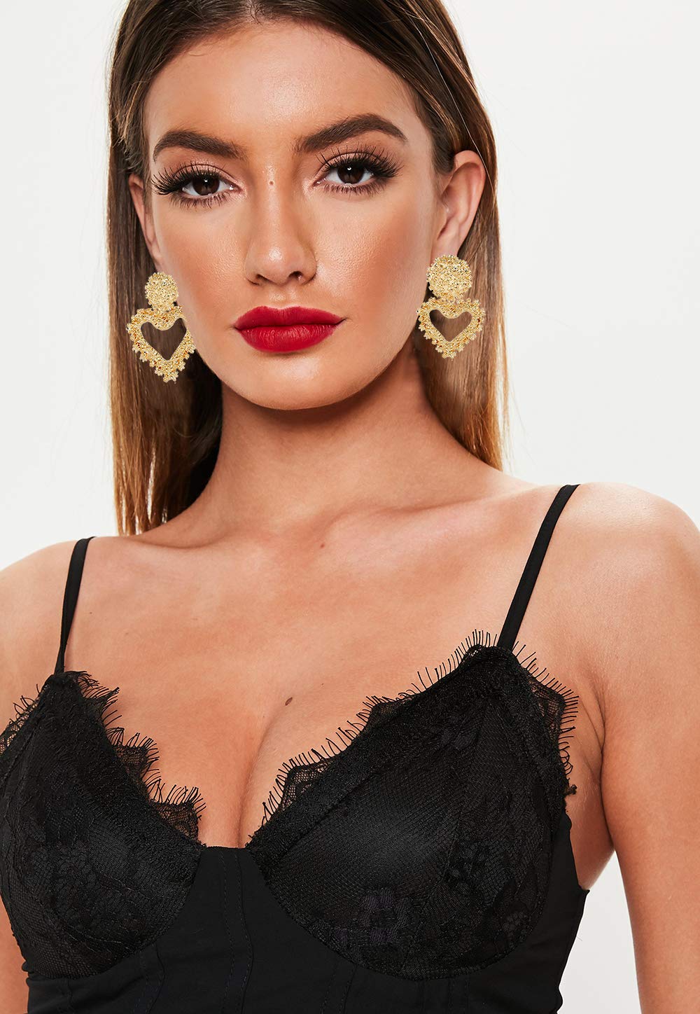 ATIMIGO 6 Pairs Gold Statement Drop Earrings Metal Geometric Dangle Drop Earrings for Women