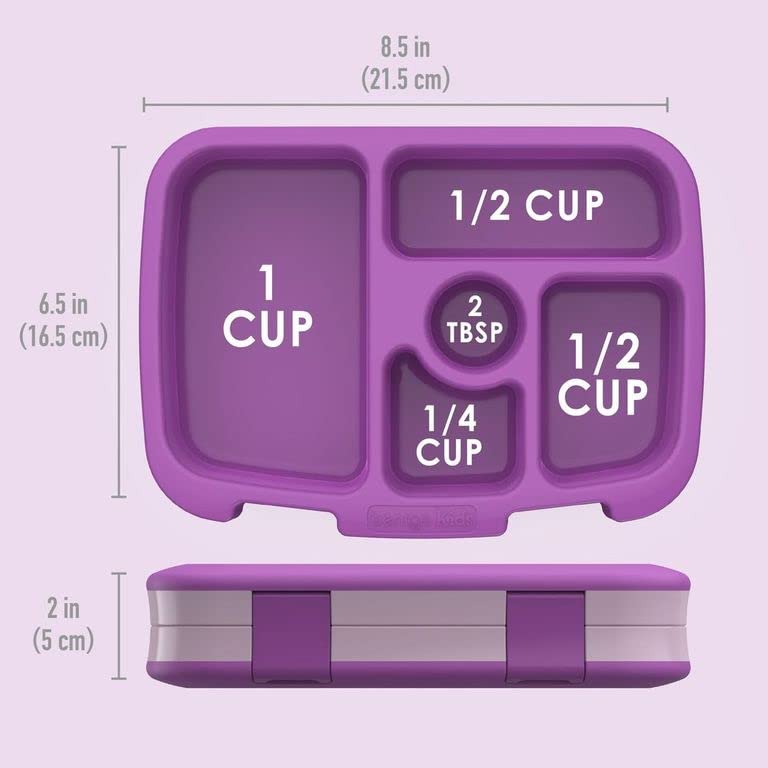 Bentgo® Kids Bento-Style 5-Compartment Lunch Box - Ideal Portion Sizes for Ages 3 to 7 - Leak-Proof, Drop-Proof, Dishwasher Safe, BPA-Free, & Made with Food-Safe Materials (Purple)