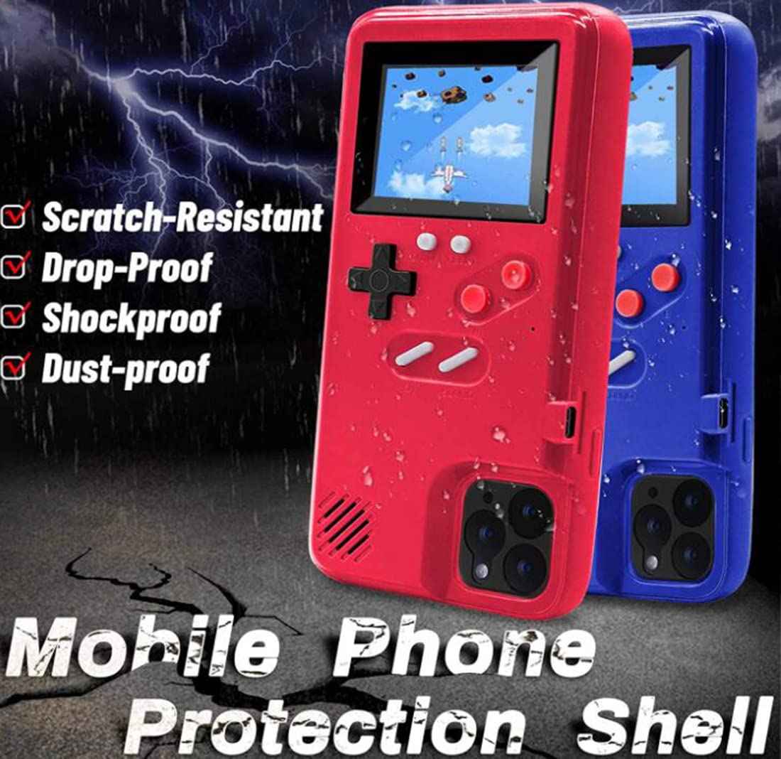WODETIA Compatible with iPhone 13 / 13Pro / 13 Pro Max Gameboy Case Retro 3D Design Style Silicone Protective Case with 36 Small Games Color Display Shockproof Video Game Phone Case,Pink,13