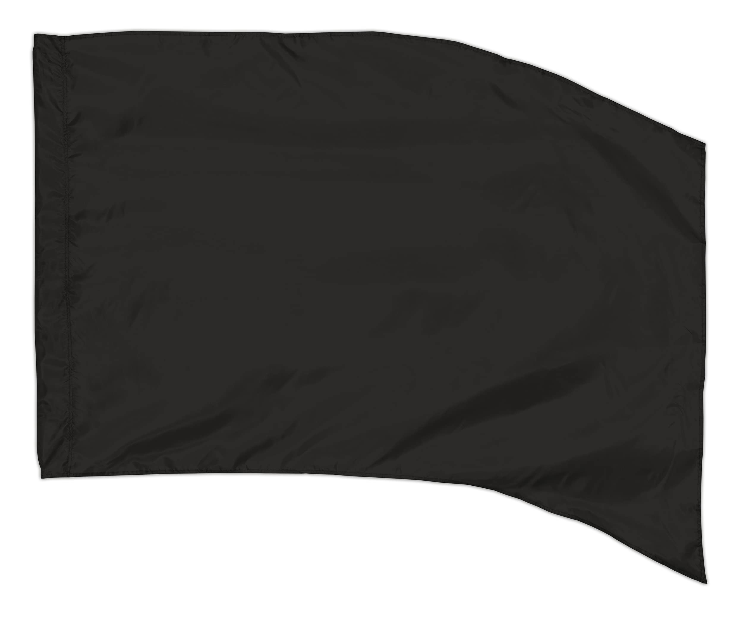 Black Color Guard Flag, Curved Rectangle Solid Color Flag for Practice, Made of Easy to Clean Polyester Habutai