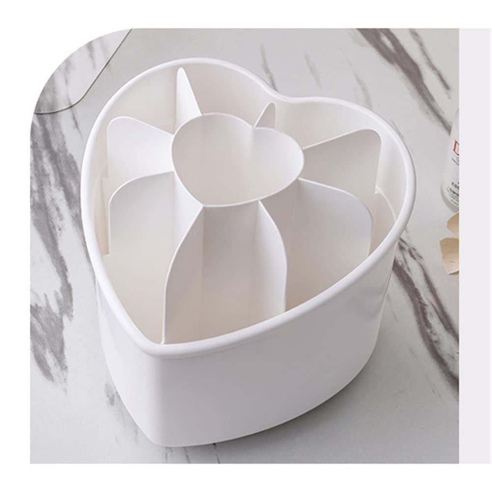 Birsppy Srutirbo Makeup Brush Holder 360 Degree Rotating Brush Organizer with Clear Lid, Brush Storage Box Dust Proof Makeup Organizer for Bathroom, Vanity, Makeup Container (Heart White)