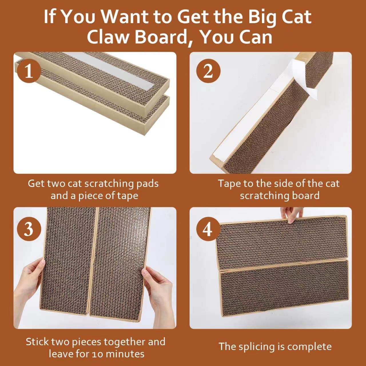 HappyFreeSX Splicing Cat Scratch Pad: Cat Scratchers for Indoor Cats and Kitten, 2 Pack Cat Scratching Pad, Cat Scratcher Cardboard, Cat Scratching Pad, Premium Scratch from Cats, Double-Sided Design