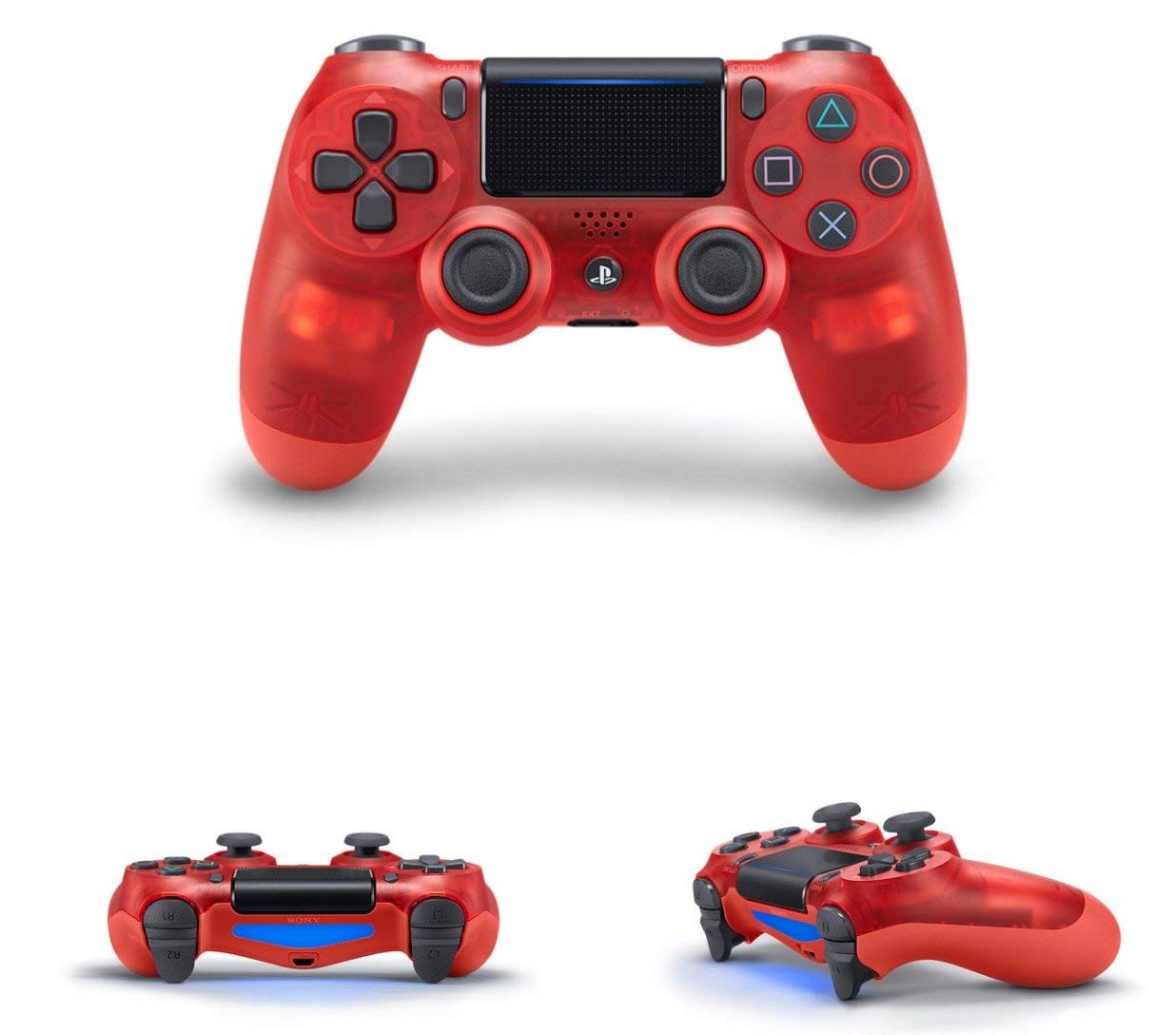 DualShock 4 Wireless Controller - Red CRYSTAL - PlayStation 4 (Renewed)