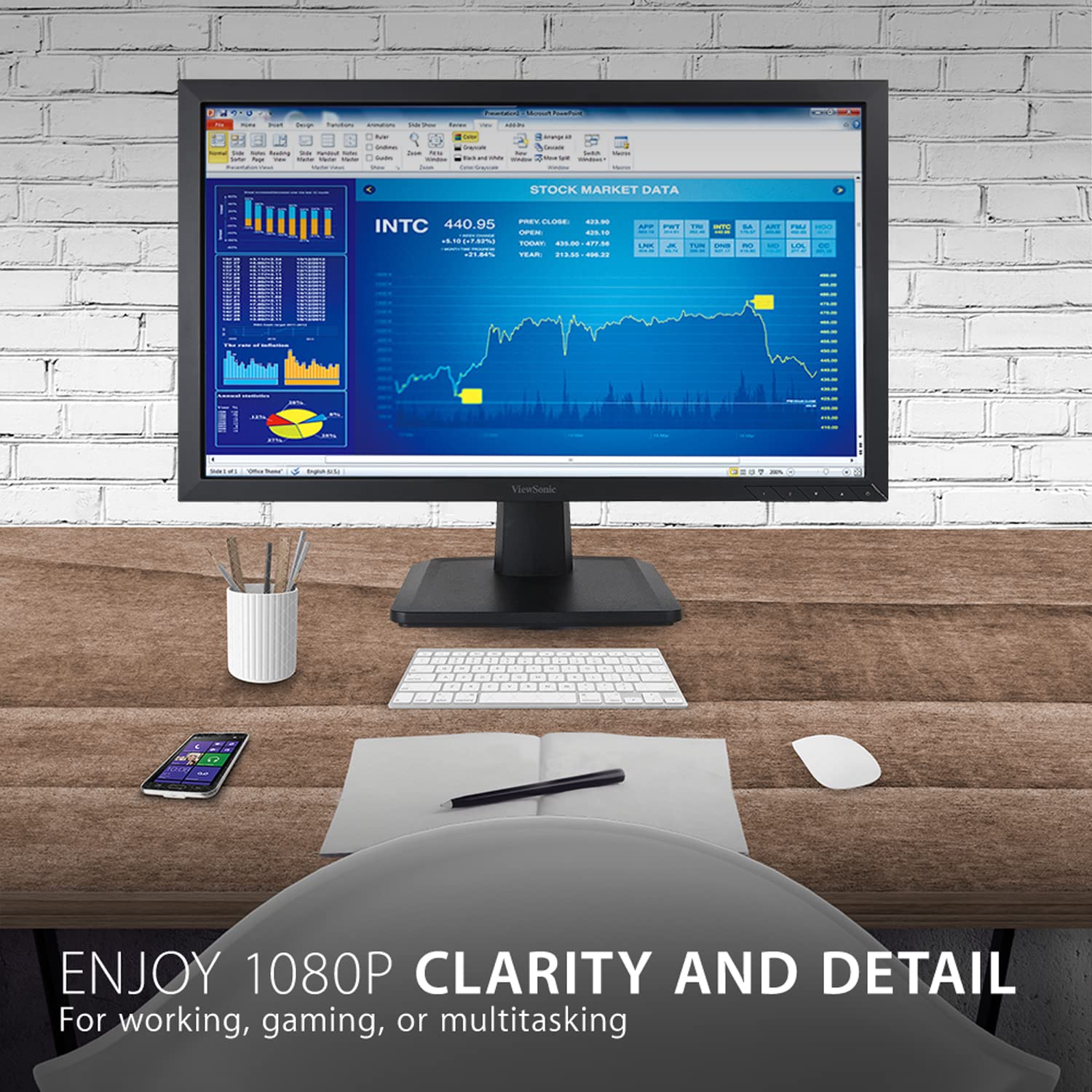 ViewSonic VA2452SM 24 Inch 1080p LED Monitor DisplayPort DVI and VGA Inputs for Home and Office Black