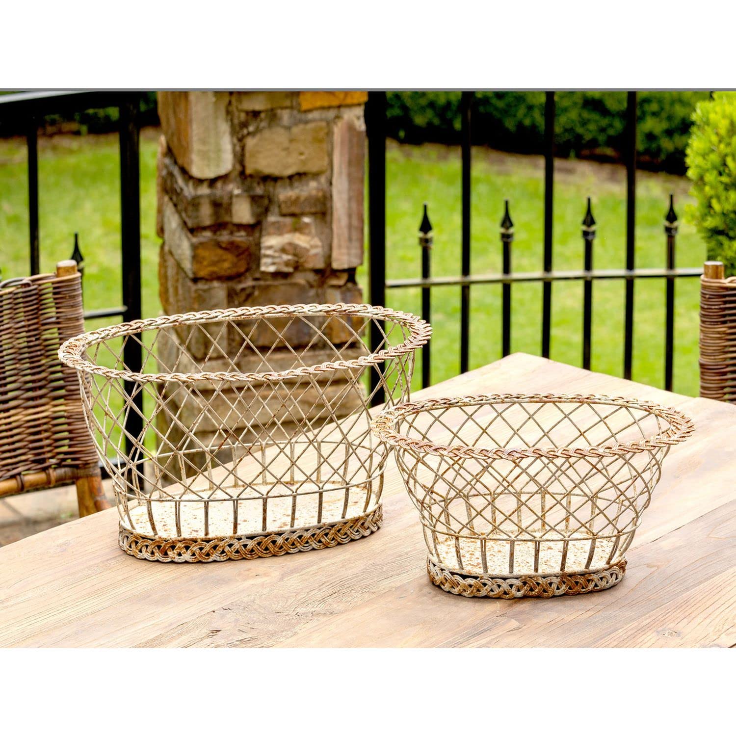 Park Hill Collection ECM00887 Braided Wire European Baskets, Set of 2