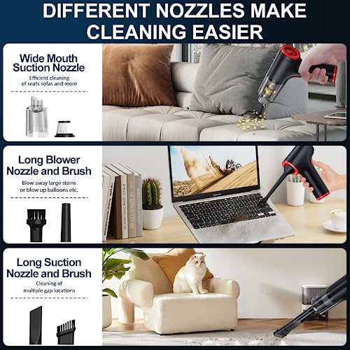 CSCL Handheld Car Vacuum Cleaner High Power Cordless, 120W Portable Wireless Car Vacuum Cleaner Rechargeable with Strong Suction & Air Duster, Mini Hand held Vacuum Cleaner for Car Home