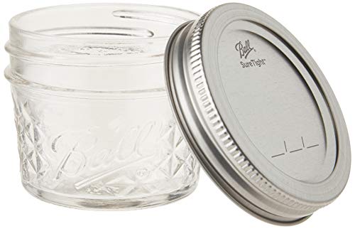Ball Tota 4-Ounce Quilted Crystal Jelly Lids and Bands, Set of 12-2 Pack (Total 24 Jars), 24-pack, Clear