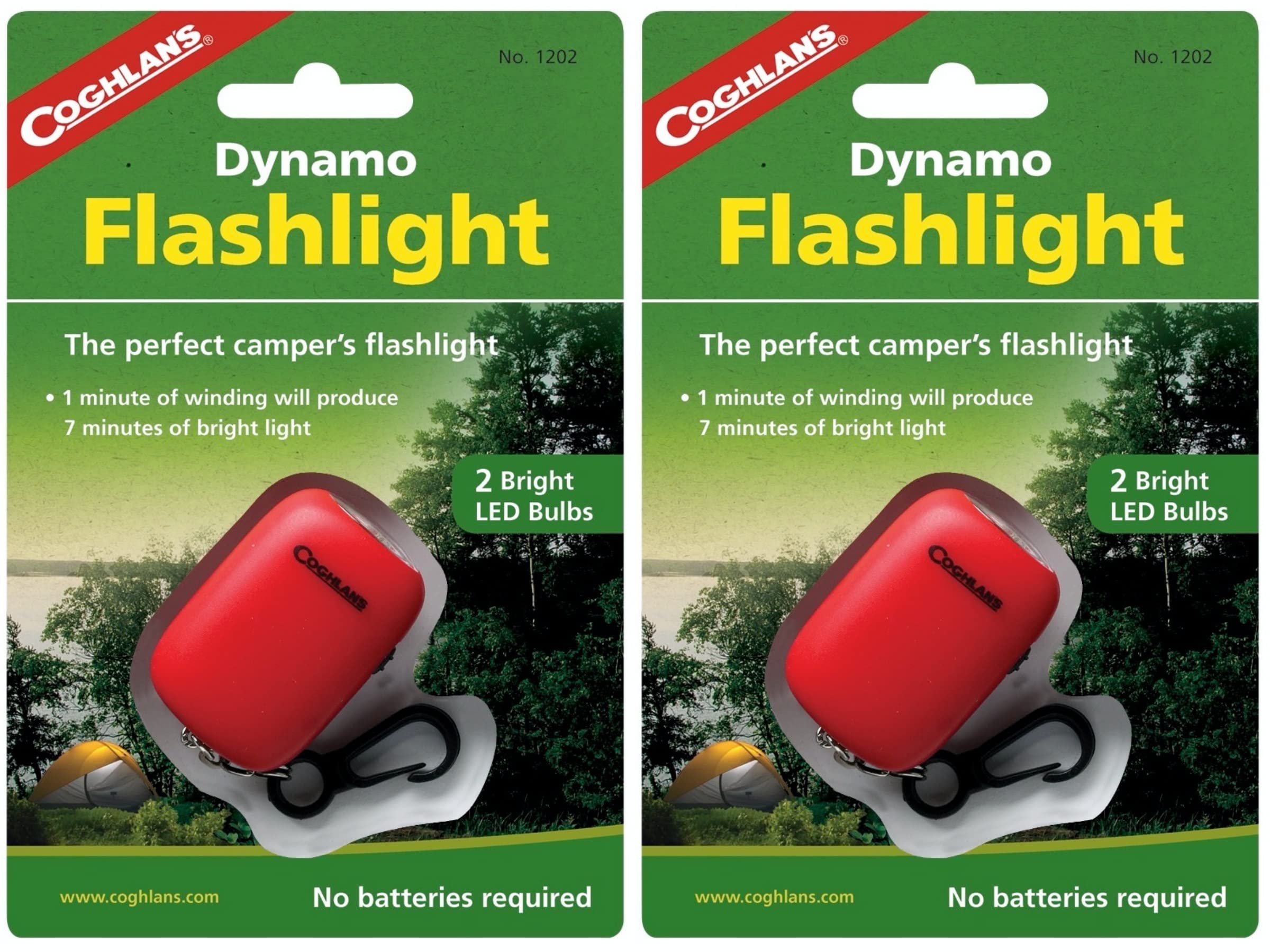 Coghlan's Dynamo Flashlight LED Hand Crank Emergency Light w/Clip (2-Pack)