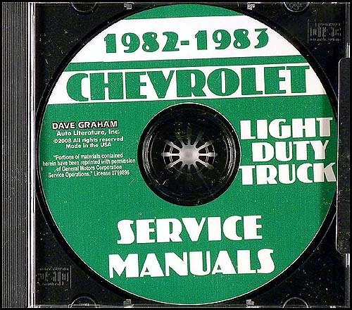 CHEVROLET 1982 1983 10-30 PICKUP And TRUCK REPAIR SHOP & SERVICE MANUAL CD - Blazer, Suburban, C, K, G & P, 4x2 & 4x4, K5, K10, K20, K30, C10, C20, C30, G10, G20, G30, P10, P20, P30