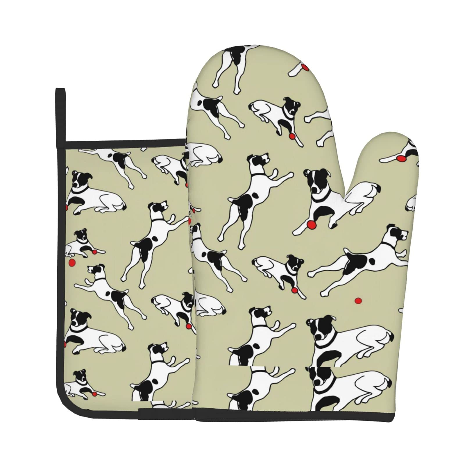 Best Jack Russell Terrier Oven Mitts and Pot Holders Sets Heat Waterproof Oven Gloves for Kitchen Baking Camping Grilling