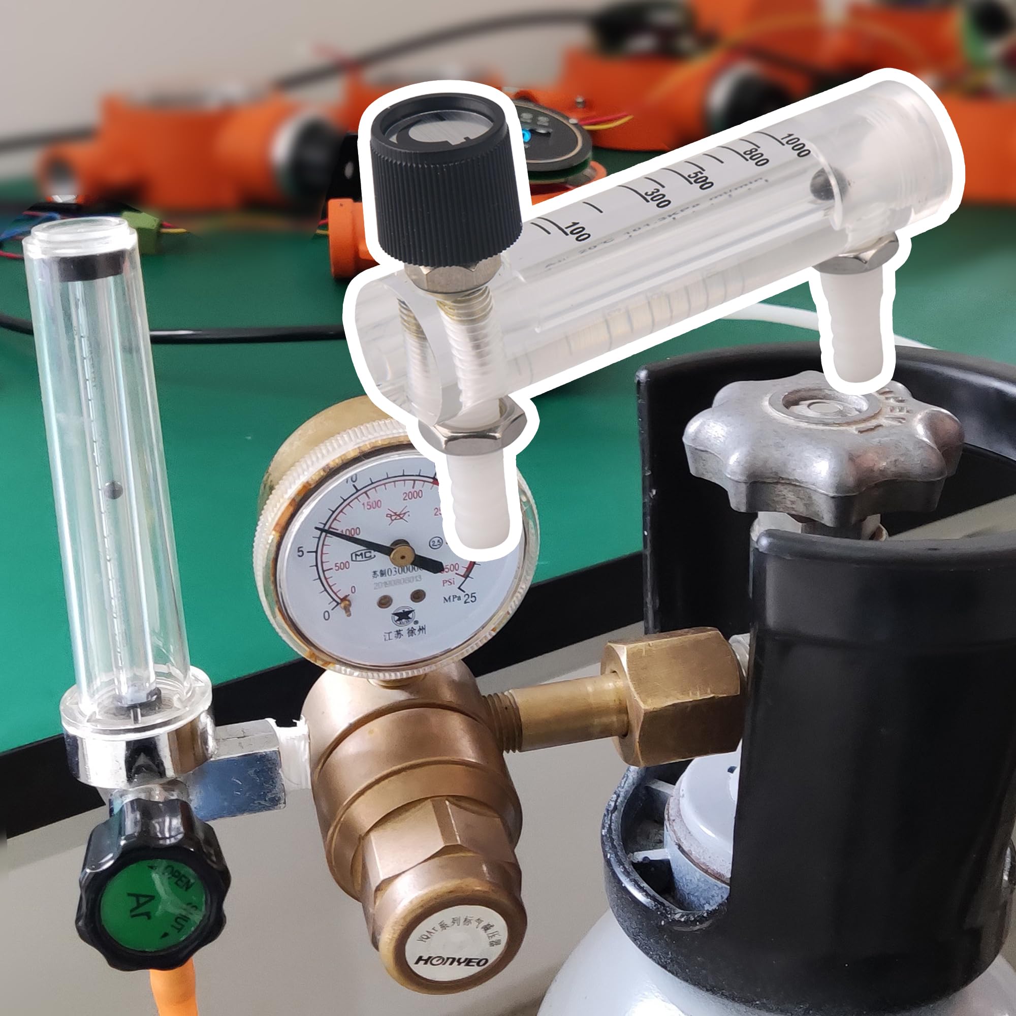 CNBTR 100-1000ml/min Oxygen Air Gas Flowmeter with Control Valve for Oxygen Adjustable Gas Flowmeter with Copper Connector for Oxygen Air Gas Conectrator