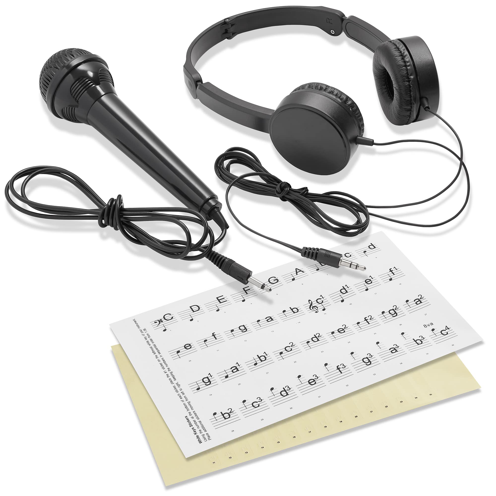 Ashthorpe 61-Key Digital Electronic Keyboard Piano with Full-Size Keys for Beginners, Includes Headphones, Mic and Keynote Stickers