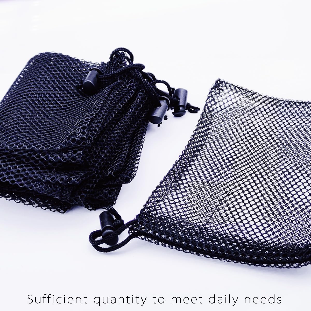 Leewoth 12pcs Small Mesh Bags Nylon Storage Mesh Bags Black Nylon Mesh Drawstring Bags with Small Travel Stuff Bags( 6 x 4 inch)