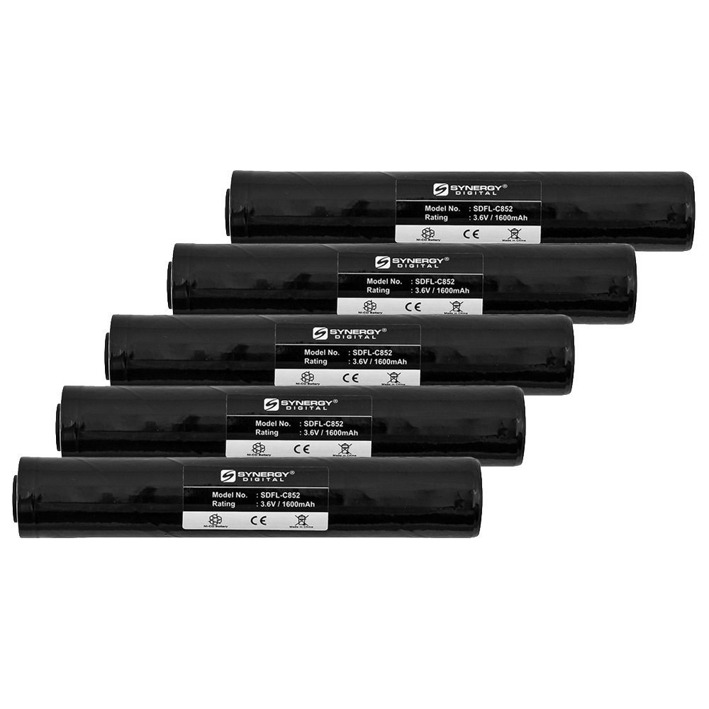 Synergy Digital Flashlight Battery, Compatible with Streamlite Stinger LED Flashlight, (Ni-CD, 3.6V, 1600 mAh), Combo-Pack Includes: 5 x SDFL-C852 Batteries