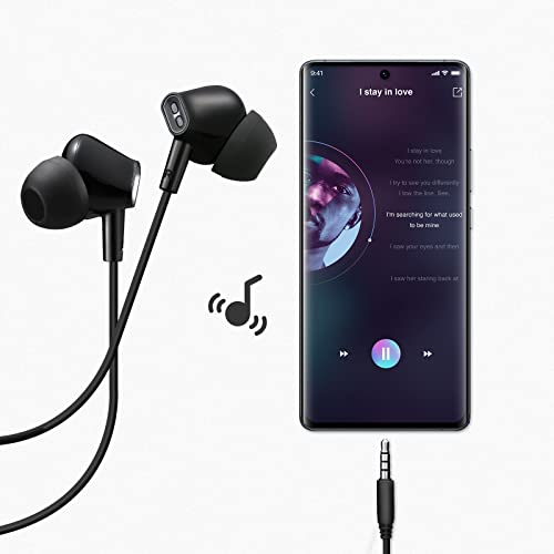 Aylaa Wired Earbuds Headphones with Microphone Noise Isolating Stereo Bass in-Ear Earphones – for Smartphones, Tablets, Schools, Ipads, Multiuse - 3.5mm Plug in Audio Jack - Black