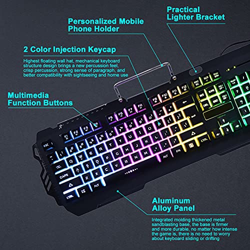 CHICIRIS Mechanical Gaming Keyboard, Aluminum Alloy Panel PC Gaming Keyboards for Home