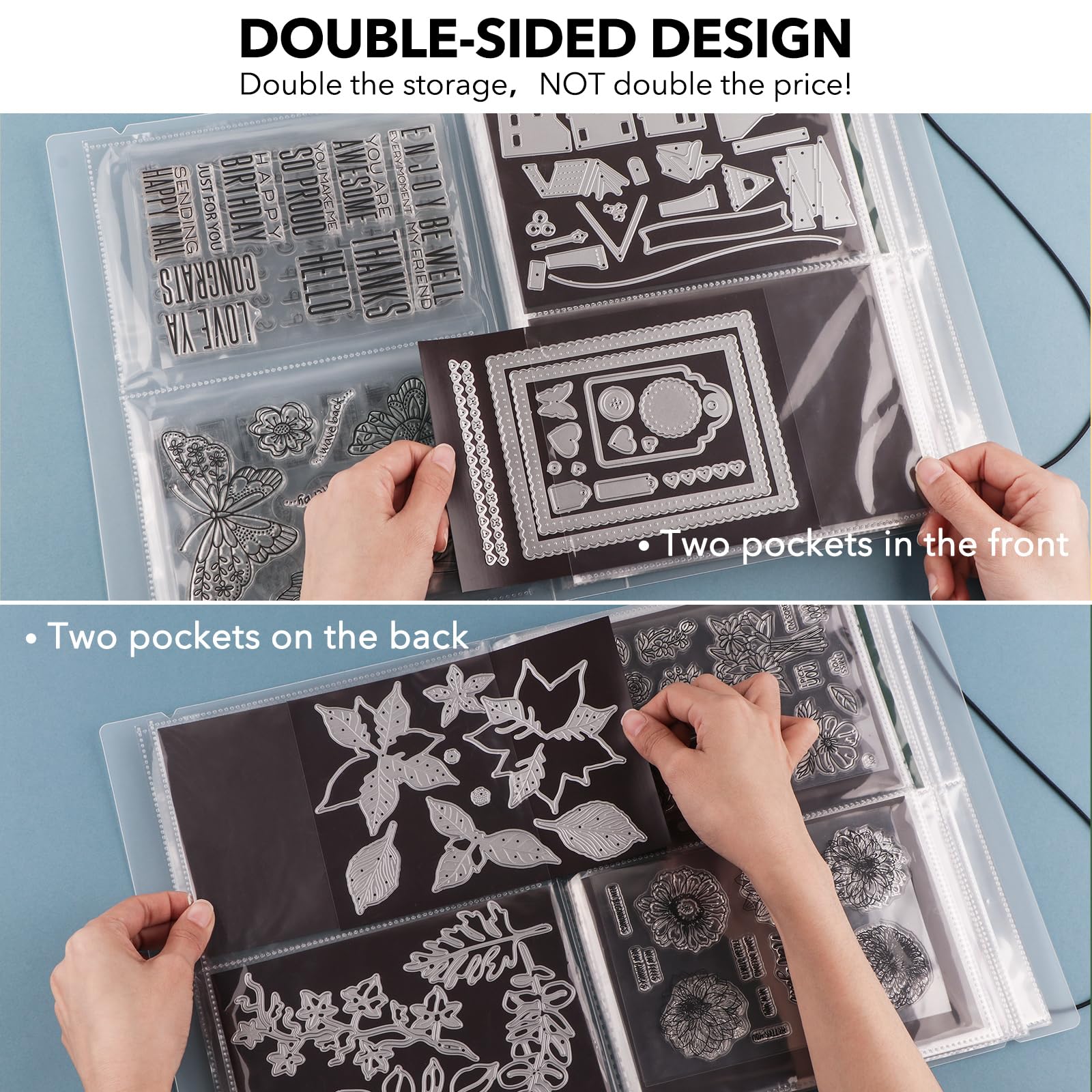 Briartw 5 Pack Large Storage Book,Sticker Photo Storage Album,Stamp Cutting Dies Storage Book Organizer Folder with 80 Pockets/20 Pages,double-sided Design,4 Pockets Each Page