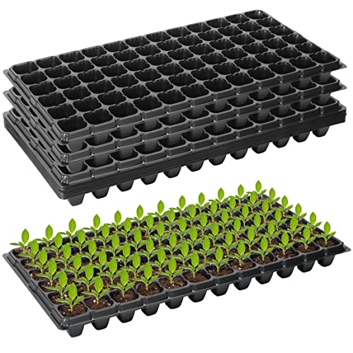 BEWAVE 15 Pack Seed Starter Tray 72 Cell Thick Gardening Germination Trays with Drain Holes Reusable Plant Grow Plug Trays Mini Propagator for Seeds Growing