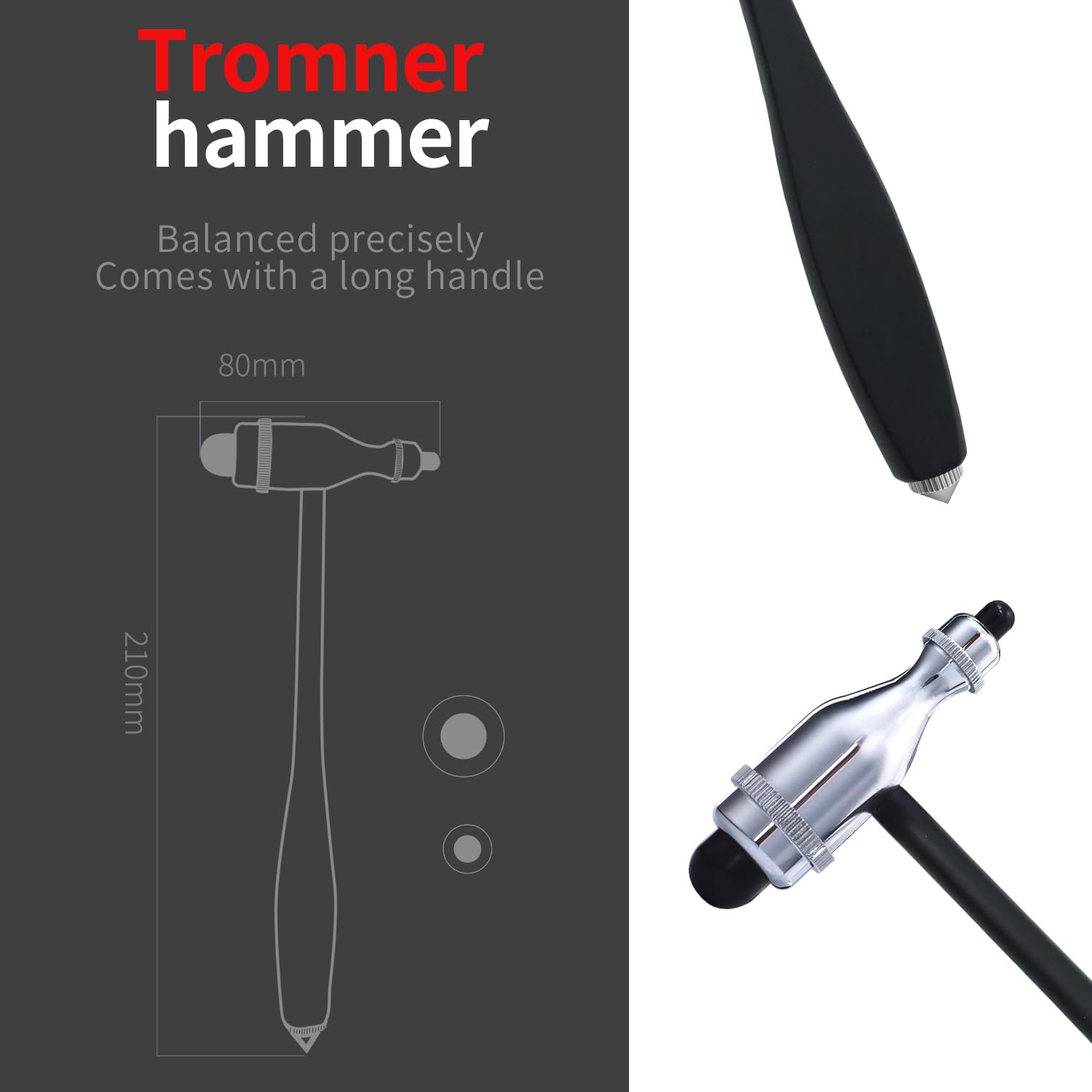 Tromner Neurological Reflex Hammer for cutaneous and Superficial responses,black