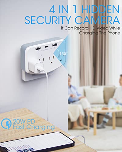Buedarate Hidden Camera Wall Charger with WiFi Spy Camera Outlet HD 1080P Wireless for Home Security Secret Camera with USB Fast Charger 20W PD Charging Port Nanny Cam