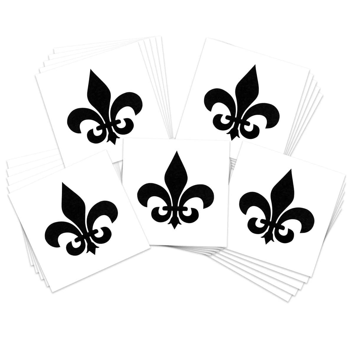 Black Fleur De Lis Temporary Tattoos | Pack of 25 | MADE IN THE USA | Skin Safe | Removable