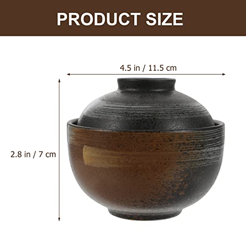BESTonZON 2 pcs Pho Steaming Bowls Bird Tableware Chill Appetizer Noodle Saucer Japanese Black Use Salad Lid Vegetables Delicate Vintage Soup Stockpot Nest Miso Pot Serving Earthen Stew