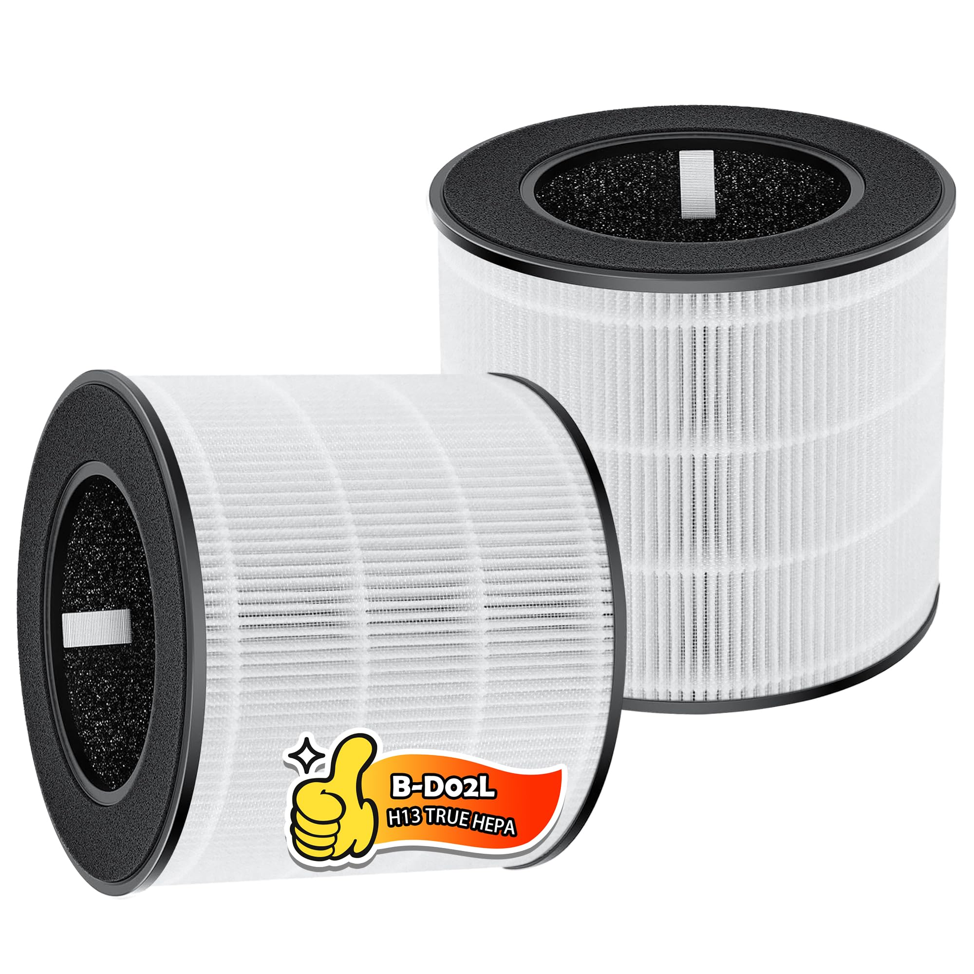 Byseacore B-D02L True HEPA Filter Replacement Compatible with Mooka and Koios Air Purifier B-D02L, H13 HEPA Filter for VEWIOR B-D02U Filter- 2 Count
