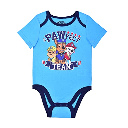 Paw Patrol Nickelodeon Boys’ Chase, Marshall and Rubble 3 Pack Bodysuits for Newborn and Infant – Blue/Grey