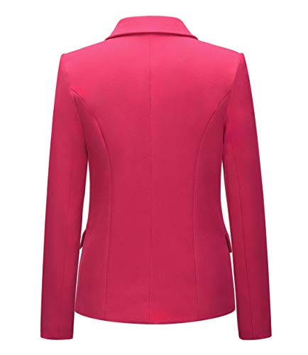 chouyatou Women's Vintage Double Breasted Slim Fit Dress Suit Blazer Jacket (Large, Hot Pink)