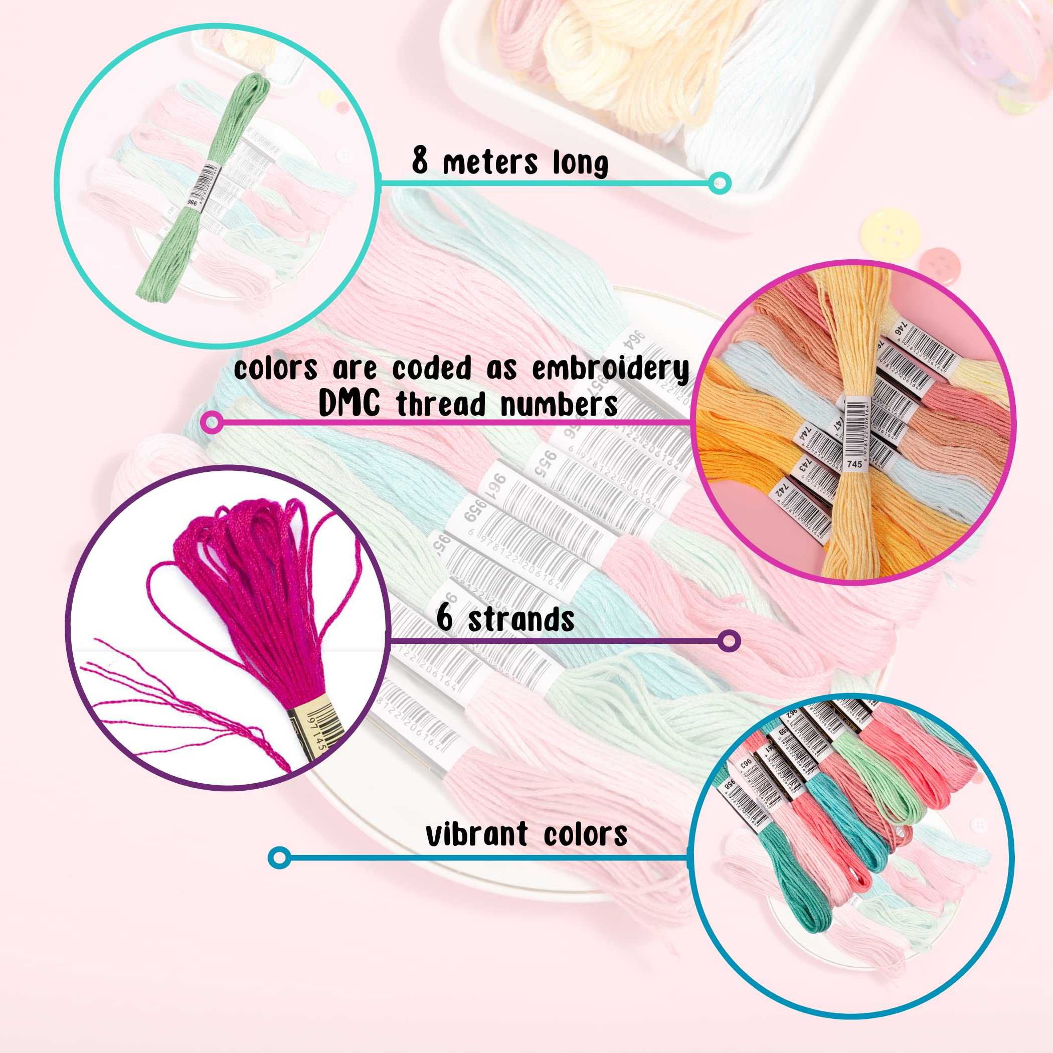 Athena’s Elements Embroidery Thread Color Themed Embroidery Floss for Friendship Bracelet String, Cross Stitch Thread, Crafting Arts Embroidery Strings, Friendship Bracelet Thread-110pcs Rainbow