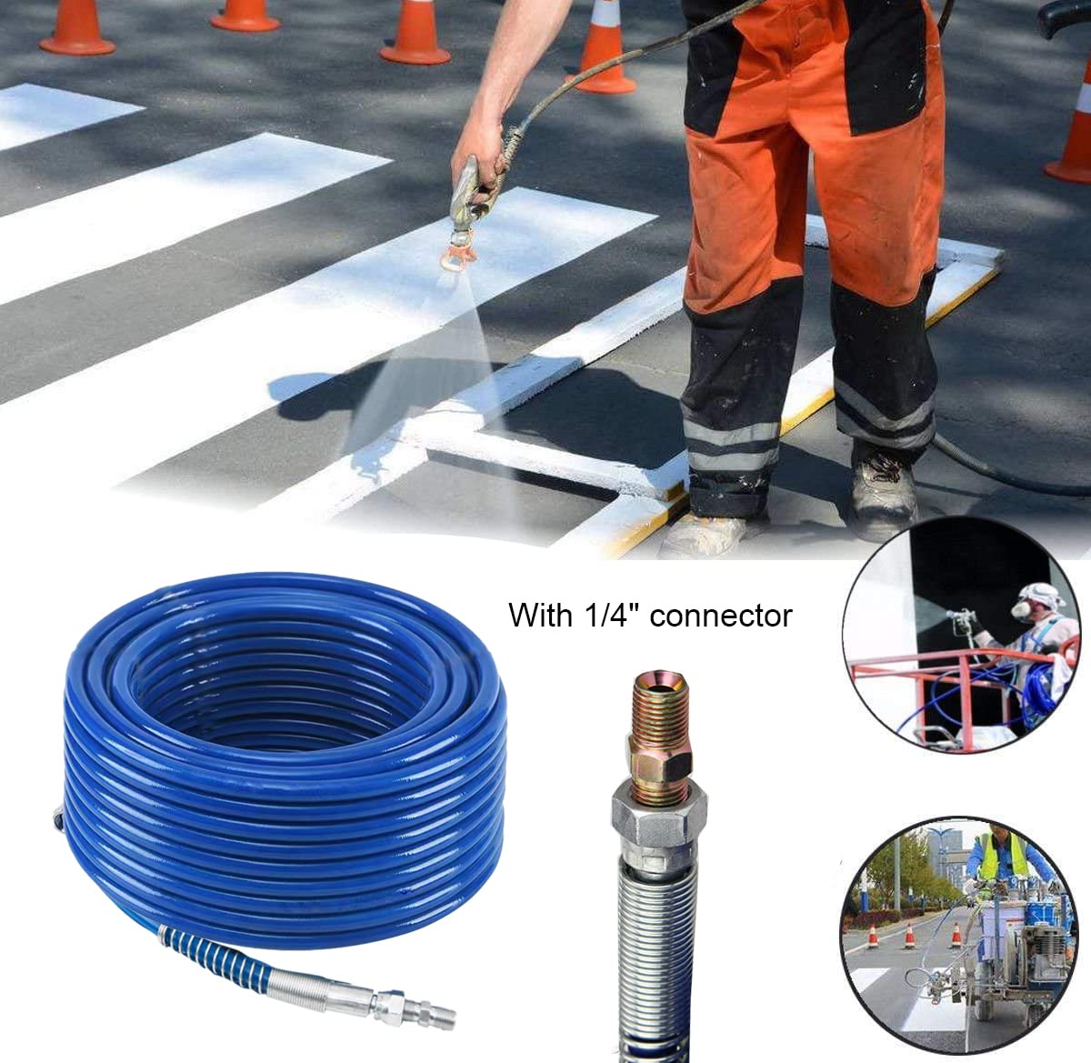 GYLBF 50ft x 1/4" Upgraded Airless Paint Sprayer Hose Sprayers, Airless Paint Hose Made of Four Layers of Quality Materials, Contains Encrypted steel wire Layer