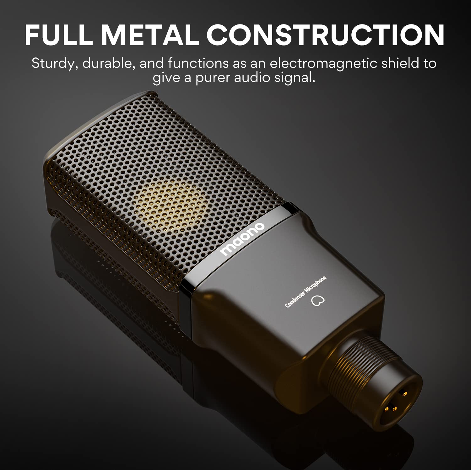 XLR Condenser Microphone with Audio Interface, MAONO Professional Studio Bundle for Recording, Podcasting, Streaming, Voice Over, Vocals, Music, YouTube