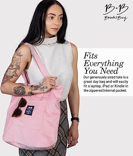 Brook + Bay Corduroy Tote Bag for Women - Boho Bag - Plain Tote Bag with Pockets - Cute Tote Bags Aesthetic - Shoulder Bag