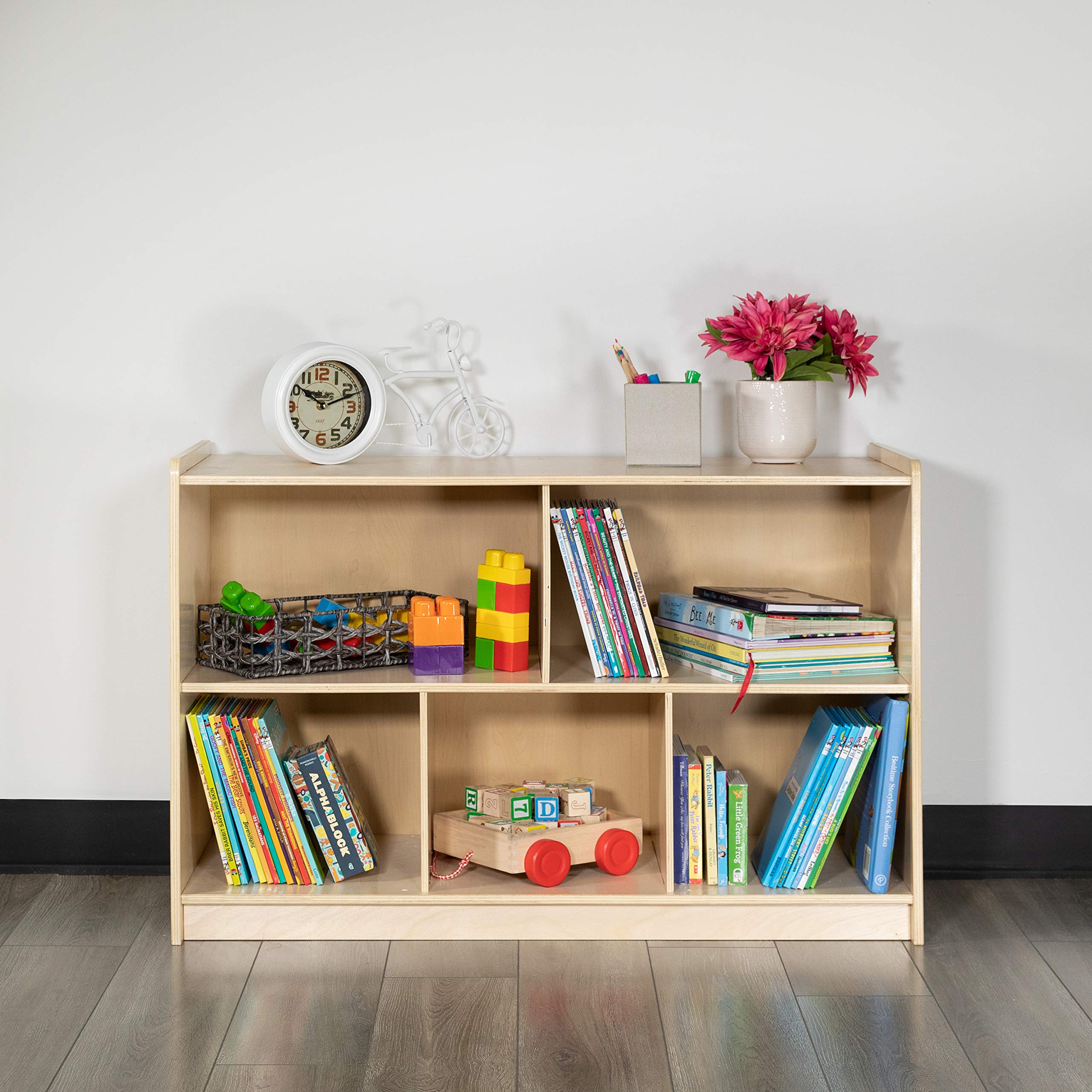 EMMA + OLIVER Wooden 5 Section School Classroom Storage Cabinet for Commercial or Home Use