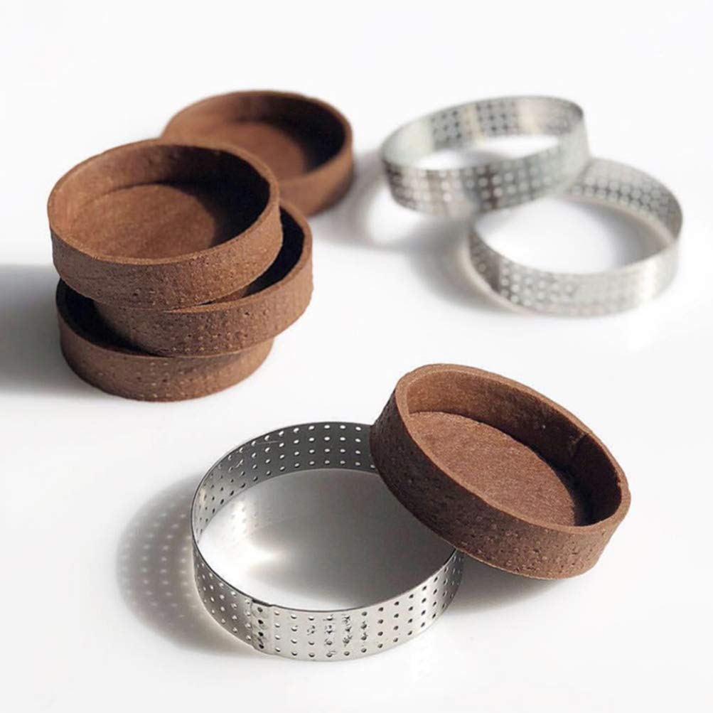 BESPORTBLE 15CM Stainless Steel Tart Ring with Holes Dessert Rings Mousse Cake Ring Cooking Molds Pastry Ring DIY Baking Mould Tool for Cake Pastry Donuts Pie Biscuits