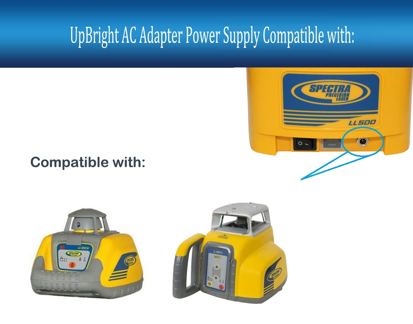UpBright 6V AC/DC Adapter Compatible with Spectra Precision Laser Level Battery Charger #12761 Q102734 HV301 HV401 LL300 LL400 LL500 LL100N GL412 GL422 LL500N GL512 GL522 95720-00 LL HV GL & DG Series