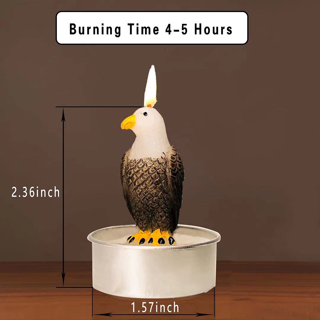 Eagle Tealight Candles, America Eagle Tea Light Candle for Birthday Gifts, Stands for Free, Powerful and Courageous, Ideal for Home Decor, Party,Brithday Gift, Cake Decoration, Wedding, 6 Pieces