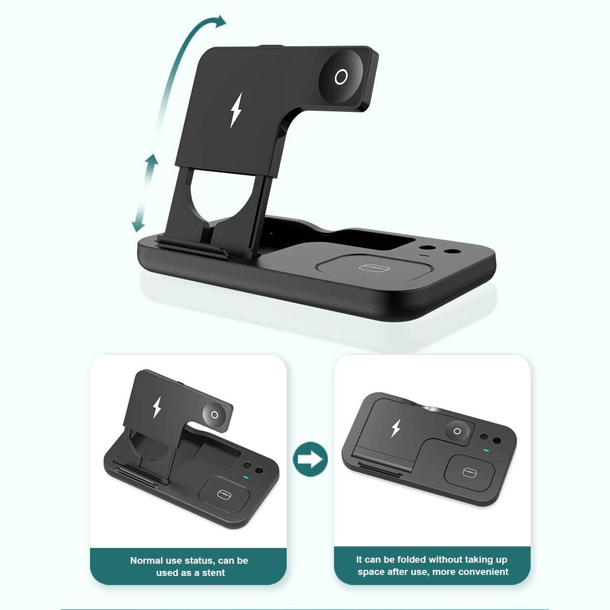 BoxWave Charger Compatible with Sony Xperia 1 IV (Charger Wireless MultiCharge Desktop Stand Pro, Qi Wireless 4 in1 Charger Stand Multiple Devices for Sony Xperia 1 IV - Jet Black