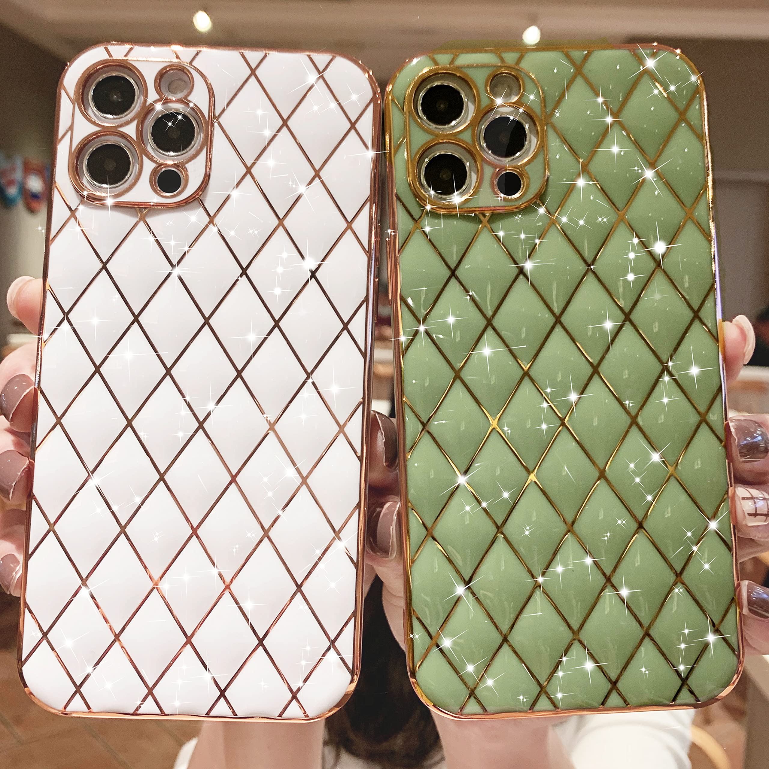Anynve Compatible with iPhone 11 Pro Max Case for Women, Glitter Aesthetics Plating Case, Camera Lens Protection & Shockproof Edge Bumper Full Body TPU iPhone 11 Pro Max Case [6.5 inches] -Pink