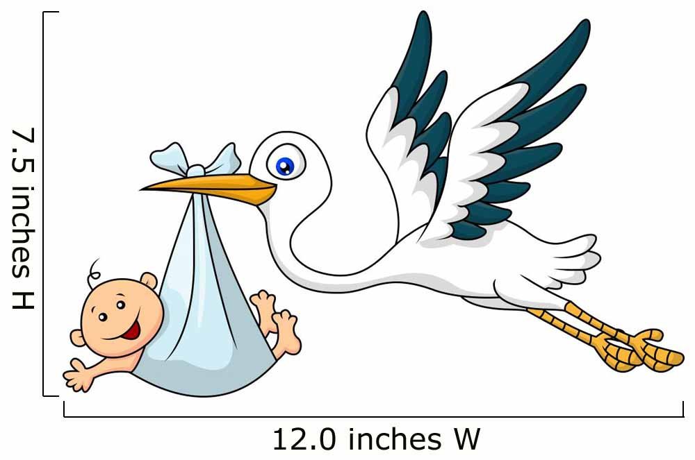 Wallmonkeys Stork with Baby Wall Mural Peel and Stick Graphic (12 in W x 7 in H) WM31785