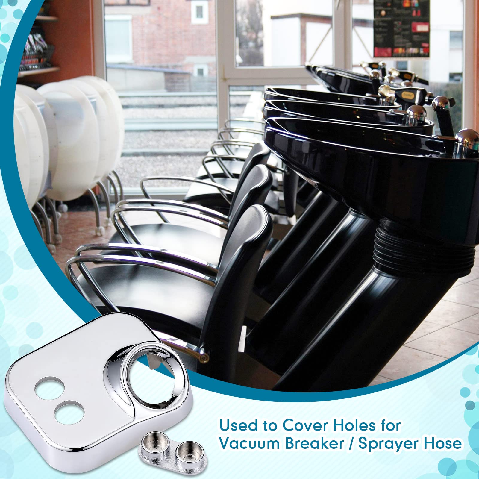 Hortsun Shampoo Bowl Vacuum Breaker Kit, Hardware Handle, 7 Pcs Stainless Steel, Chromium Plated Brass, 31 inches, for Salon Sink Parts Replacement