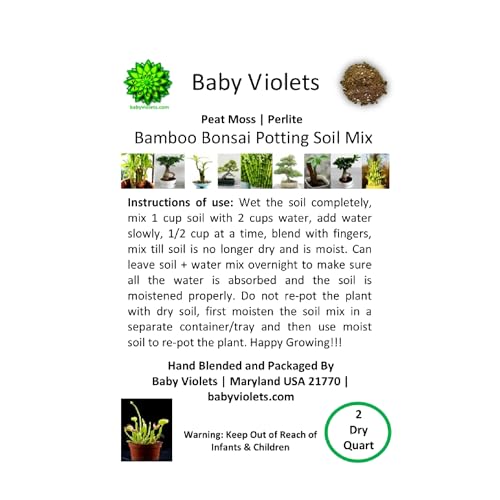 Bamboo Bonsai Plant Potting Soil Mix Peat Moss & Perlite (½ Gallon / 2 quarts). Repot Ficus, Lucky Bamboo Soil