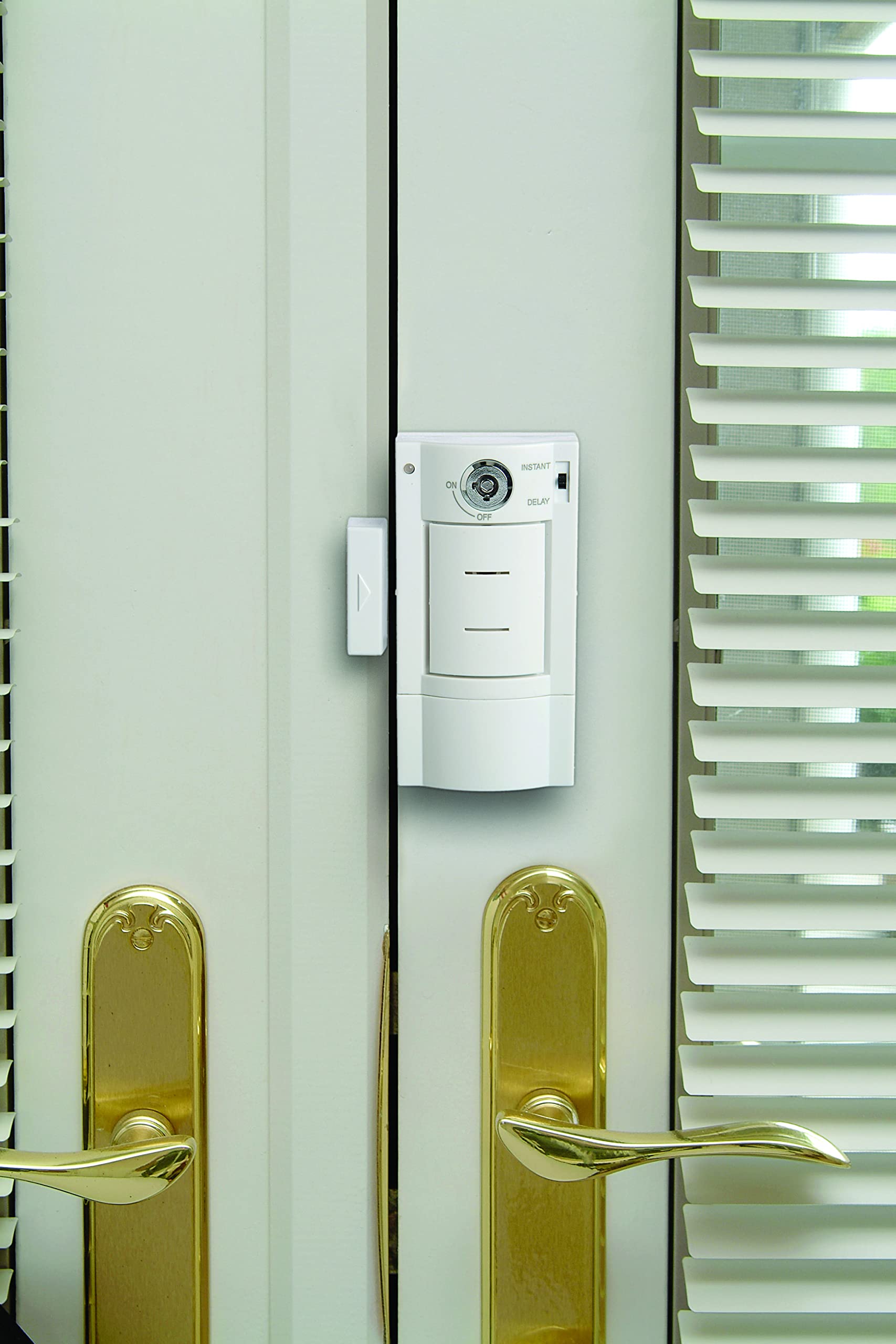 Xodus Innovations HS4313B Battery Powered Wireless Home Security Door Alarm with Key Entry, White