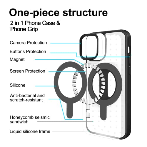 AZALEE iPhone 13 with Silicone Phone Grip, 6.1" iPhone 13 Shockproof Protective Case with 2 Screen Protector Anti-Fall Protective Slim Phone Cover Compatible with MagSafe,Black