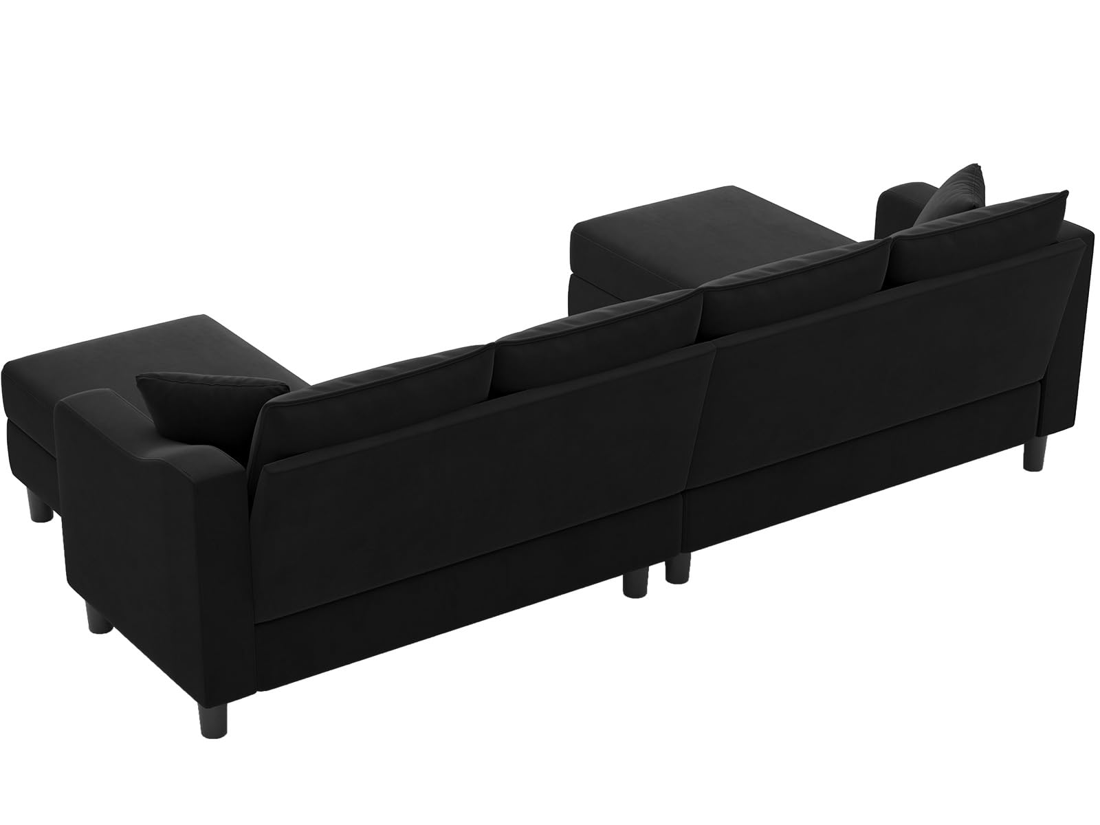 Belffin U Shaped Sectional Sofa Velvet Convertible Sofa with Reversible Chaises Sectional Couches with Ottomans for Living Room (Black)…