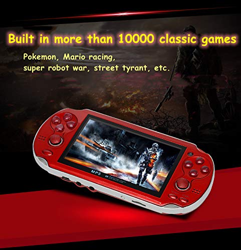 Handheld Portable Game Console,ANXTO Mini Retro Player Built-in Classic Games 4.3 Inch 8G Built-in Free 10000 Games+LCD Screen MP4 Function,Present for Kids and Adult red