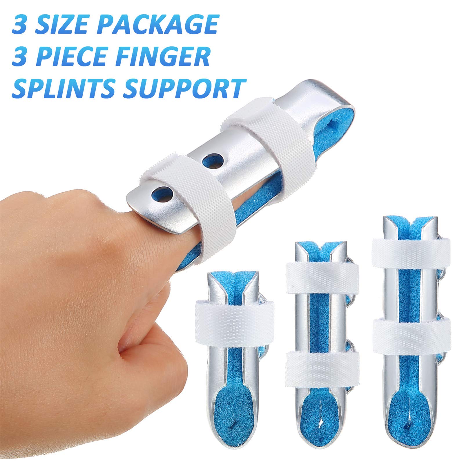 BBTO 3 Pieces Finger Splint Metal Finger Support Finger Immobilizer for Adults Children Finger
