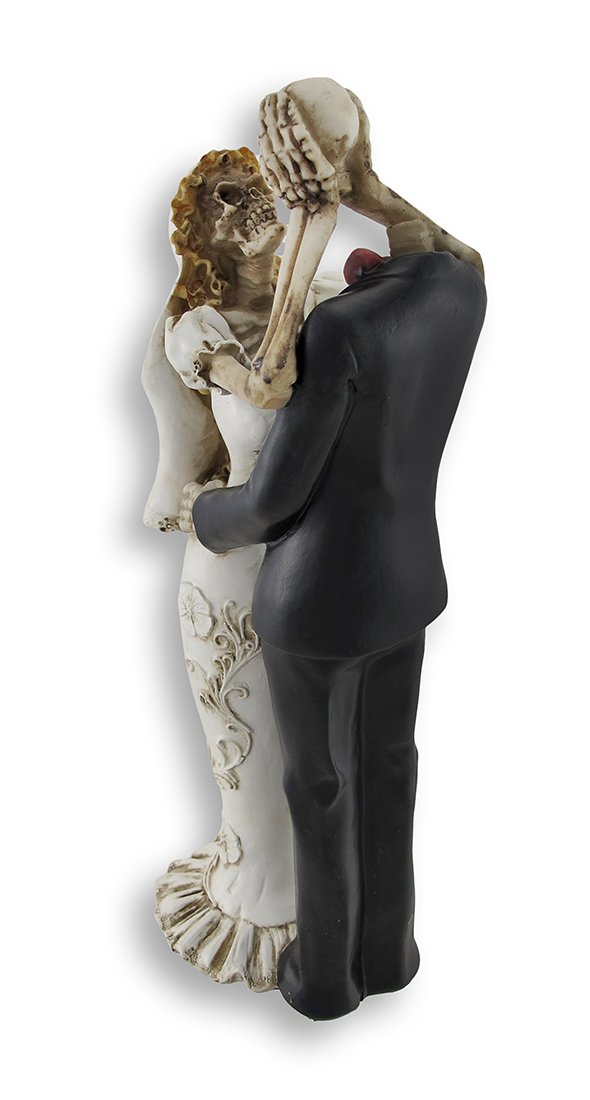 Bride and Groom Skeletons Wedding Statue Cake Topper