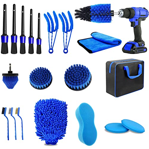 CLEAFOU 20pcs Car Detailing Brush Kit Car Cleaning Tool Set Auto Car Detailing Brush Interior Cleaner Wash Tools Kit for Cleaning Wheels, Dashboard, Leather, Air Vents, Emblems, Windshield